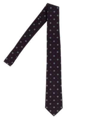Saint Laurent Mens Embroidered Jacquard Tie Bordeauxivory Exterior: Silk Lining: Cravatte E Papillon Ties