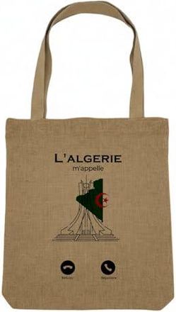 Fabulous Sac Shopping Tote Bag Aspect Lin - LAlg&eacute;rie MAppelle Culture Patrimoine Tourisme - Sac de Courses Toile Epaisse 360g Beige Naturel Cabas Port&eacute; Epaule 