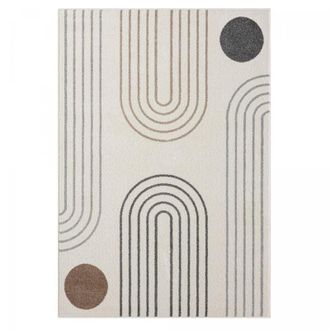 Dezenco Tapis salon et chambre 200x290 crème rectangle tissé motif géométrique RERAND
