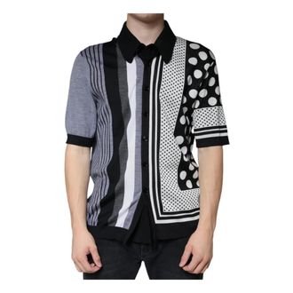 Dolce & Gabbana Polka Dot Seiden Polo T-Shirt - - Shirts - Herren - Mehrfarbig - XL