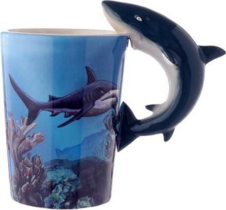 Puckator SMUG08 Mug avec Anse Design Requin Céramique Bleu/Gris