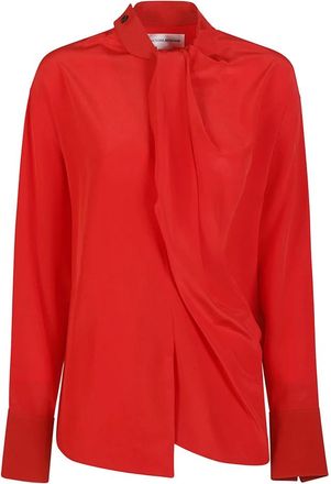 Victoria Beckham Femme, Blouses et Chemises, Rouge, Taille: 36 FR Drape Detail Blouse