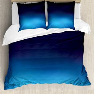 Abakuhaus Marine Bettbezug Set, Blau Ombre Ozean inspiriert, Milbensicher Allergiker geeignet mit Kissenbezügen, 200 cm x 200 cm - 80 x 80 cm, Dunkelblau