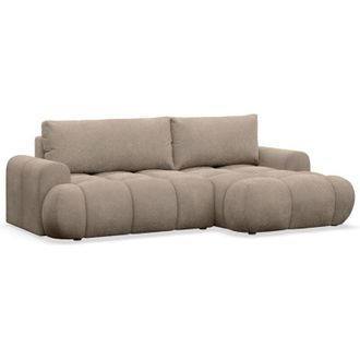 Selsey Ombo Mini - Ecksofa mit Schlaffunktion, Bettkasten und Boucl&eacute;-Bezug, Dunkelbeige, rechts - Selsey