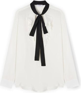 Motivi Femme, Blouses et Chemises, Blanc, Taille: 36 FR Blouse &agrave; volants et ceinture