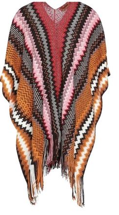 Missoni Multicoloured Wool Blend Poncho Size XL