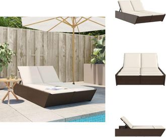 vidaXL Vidaxl - Doppel-Sonnenliege mit Auflagen Braun Poly Rattan - Doppelsonneliege - Gartenliege - Liege - Outdoor Liege - Relaxliege