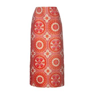 La DoubleJ Sun Jacquard Bleistiftrock - - Skirts - Damen - Orange - L
