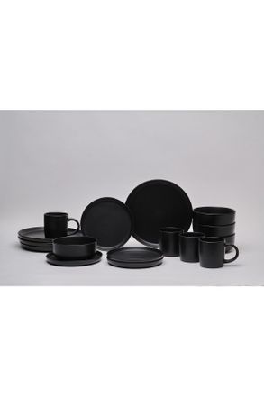 Novel Kombiservice Salerno, Schwarz, Keramik, 16-teilig, Uni, 410 ml,900 ml, Lfgb, lebensmittelecht, Essen & Trinken, Geschirr, Geschirr-Sets, Kombiservice