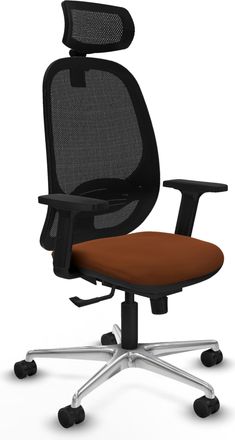 Piqueras y Crespo Drehstuhl mit 2D-Armlehnen, h&ouml;henverstellbarer Lendenwirbelst&uuml;tze und h&ouml;henverstellbarem Kopfteil, Schwarz / Braun