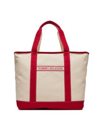 Tommy Hilfiger Handtasche Th Summer Canvas Tote AW0AW17421 Beige