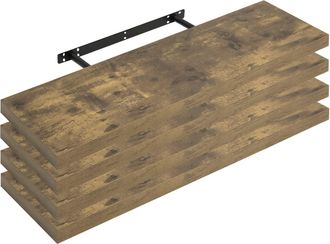 Woltu 4X Wandregal Wandboard Bücherregal Regale für Deko Wandablagen aus MDF Holz, 4er Set Hängeregal Vintagebraun, 80x22,9x3,8cm RG9318hov-4
