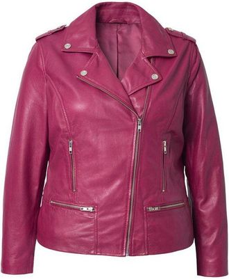 Angel Of Style Lederjacke Leder-Bikerjacke Metallzipper Komplettfutter
