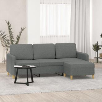 vidaXL Vidaxl - Canapé à 3 places avec repose-pieds Gris foncé 180 cm Tissu
