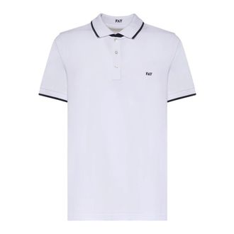 Fay Tipped Collar Polo - - Tops - Herren - Wei&szlig; - 3XL