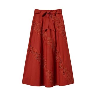 Twinset Femme, Jupes, Brun, Taille: 40 FR Poplin and Sangallo Skirt