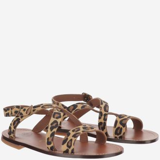 P&egrave;P&egrave; Leopard-Print Leather Sandals - Brown