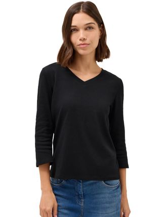 Cecil Basic V-Neck Shirt Black XS