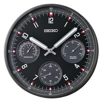 Seiko Shelby Wanduhr ohne Ticken, Schwarz, 33 cm