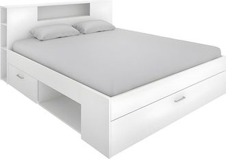 Vente-Unique Bett mit Stauraum & Schubladen - 160 x 200 cm - Weiß - Leandre