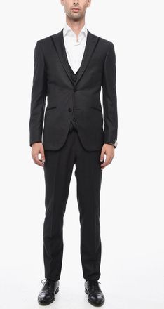 Corneliani Dreiteiliger Anzug CERIMONIA ACADEMY mit Details aus Satin Corneliani