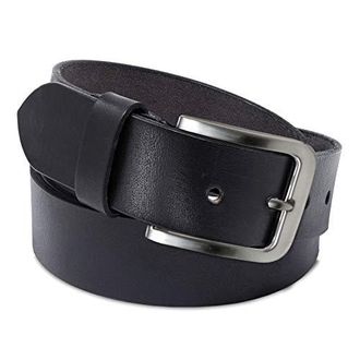 Royalz ceinture en cuir pour femmes en cuir de buffle robuste de 4mm, vintage jeans-ceinture avec boucle dépine 38mm, taille:105, Couleur:Noir - boucle bross