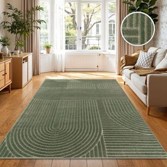 Paco Home Paco Home Tapis Exterieur Terrasse Salon Cuisine Motif Scandinave Motif Boho Uni Vert 200x290 cm