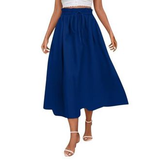 Generic Femme imprim&eacute; floral demi jupe d&eacute;contract&eacute;e imprim&eacute; floral devant court arri&egrave;re, bleu, XL