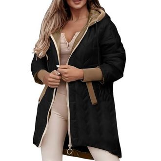 Generic NAFING Doudoune Blanche Femme, Doudoune Femme Chaude Anorak Doudoune Duvet Matelass&eacute; Hiver Blouson Grande Taille Zipp&eacute;e Veste Doudoune a Capuche Mante