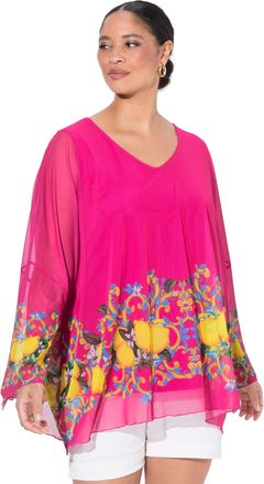 Miamoda Damen große Größen Übergrößen Plus Size Meshbluse, Oversized, Zitronen-Bordüre hibiskuspink 46+ 842049510-46+
