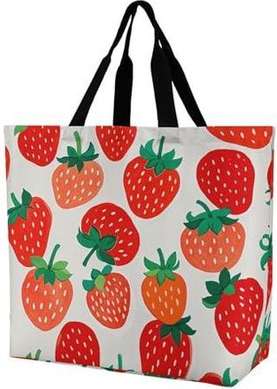 Generic Motif Fraise Sac A Main Femme R&eacute;utilisable Sacs De Courses Pliable Sac Fourre Tout Pour Voyage Travail Shopping