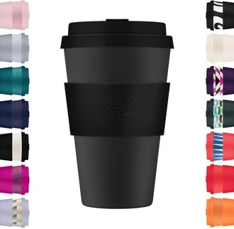 Ecoffee Cup 14oz 400ml Ecoffee Cup Wiederverwendbare umweltfreundliche 100% pflanzliche Kaffeetasse mit Silikondeckel und Hülle - Melaminfreie und biologisch abba