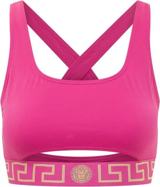 Versace Femme, Tops, Rose, Taille: 42 FR Bikini Top with Greca Border