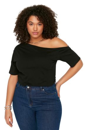 Trendyol Trendyol Damen Bluse mit Umlegekragen, &Uuml;bergr&ouml;&szlig;e, Schwarz, XXXXXL