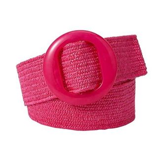 Generic Ceinture Femme Grande Taille - Ceinture large boh&egrave;me pour femme en tissu &eacute;lastique tiss&eacute; avec boucle d&eacute;corative en r&eacute;sine ronde style ethnique estival