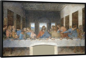 artboxONE Poster mit schwarzem Rahmen 90x60 cm Essen & Trinken Das letzte Abendmahl - da Vinci - Bild Jesus