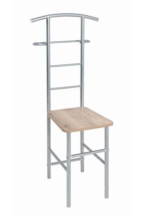 CARRYHOME Herrendiener, Silber, Eiche, Metall, Holzwerkstoff, 46x109x46 cm, Schlafzimmer, Herrendiener