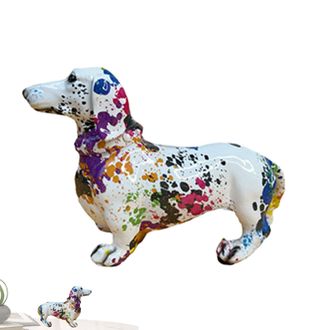 Generico Gemalte Hundestatue: Abstrakte Kunstfigur, lebendige Welpendekoration, Stra&szlig;enstil, zeitgen&ouml;ssische Kunstskulptur f&uuml;r Haustiere, Tierdesign Creati