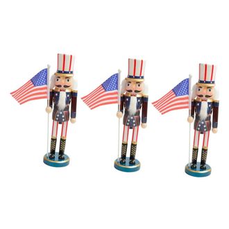 Aboofan 3st Amerikanischer Nussknacker Nussknacker-Figuren Im Amerikanischen Stil Mit Fahne Im en Stil Outdoor- - Holz