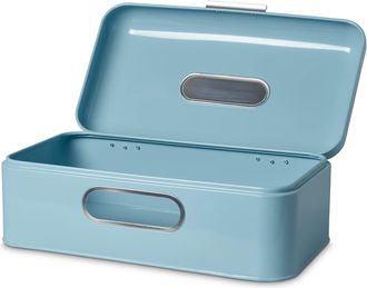Echtwerk Echtwerk Brotkasten, Retro-Brotbox aus Metall mit Sichtfenster, Platzsparende Aufbewahrungsbox, Brotkorb mit Deckel, hellblau, 42, 5 x 23, 8 x 17 cm
