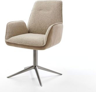 DELIFE Drehstuhl Zoa-Flex Materialmix Schlamm Fußkreuz Graphit 360° drehbar Wippfunktion Taschenfederkern, Esszimmerstühle