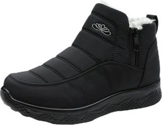 Generic Bottes de neige dhiver pour femme - Imperméables - En coton - Avec doublure en fourrure - Fermeture éclair latérale - Tailles 35-45, Noir, 7.5 UK Men/