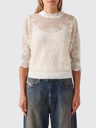 Twinset Transparentes Top aus Wollmisch-Strick mit R&uuml;schenkragen