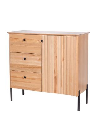 Erst-Holz Sideboard Holzkommode Holzschrank 93x41x88 mit 3 Schubladen und T&uuml;r Kernbuche massiv 90.51-15