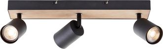 Brilliant Deckenstrahler Jello Wood Spotbalken schwenkbar, 15x42x8 cm, GU10, 345lm, 3000 3-flammig - Schwenkbare Deckenleuchte mit FSC-zertifiziertem Holz, schw