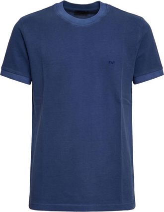 Fay Femme, Tops, Bleu, Taille: 40 FR T-shirt en coton piqu&eacute;
