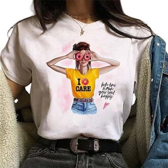 Keephen Chic Mode Filles Impression 3D T-Shirts pour Femmes Casual &Eacute;t&eacute; Manches Courtes Col Ras du Cou Pullover Blouse Tops