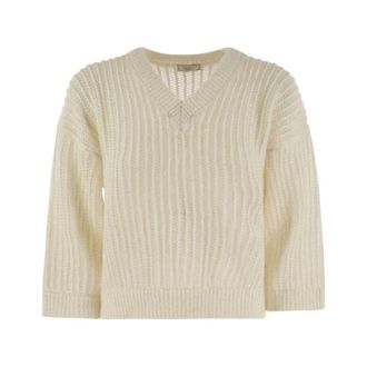 PESERICO Femme, Pulls, Blanc, Taille: 36 FR Tricot Sweater With Micropaillettes