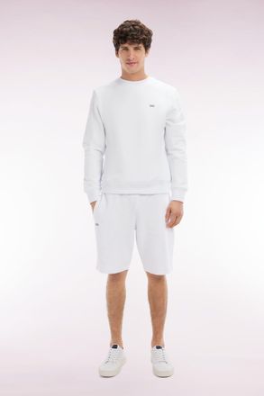 Eden Park Short En Molleton Coton Blanc Coupe Droite