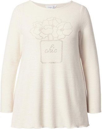 Miamoda Strickpullover Pullover A-Linie Glitzersteinchen Langarm